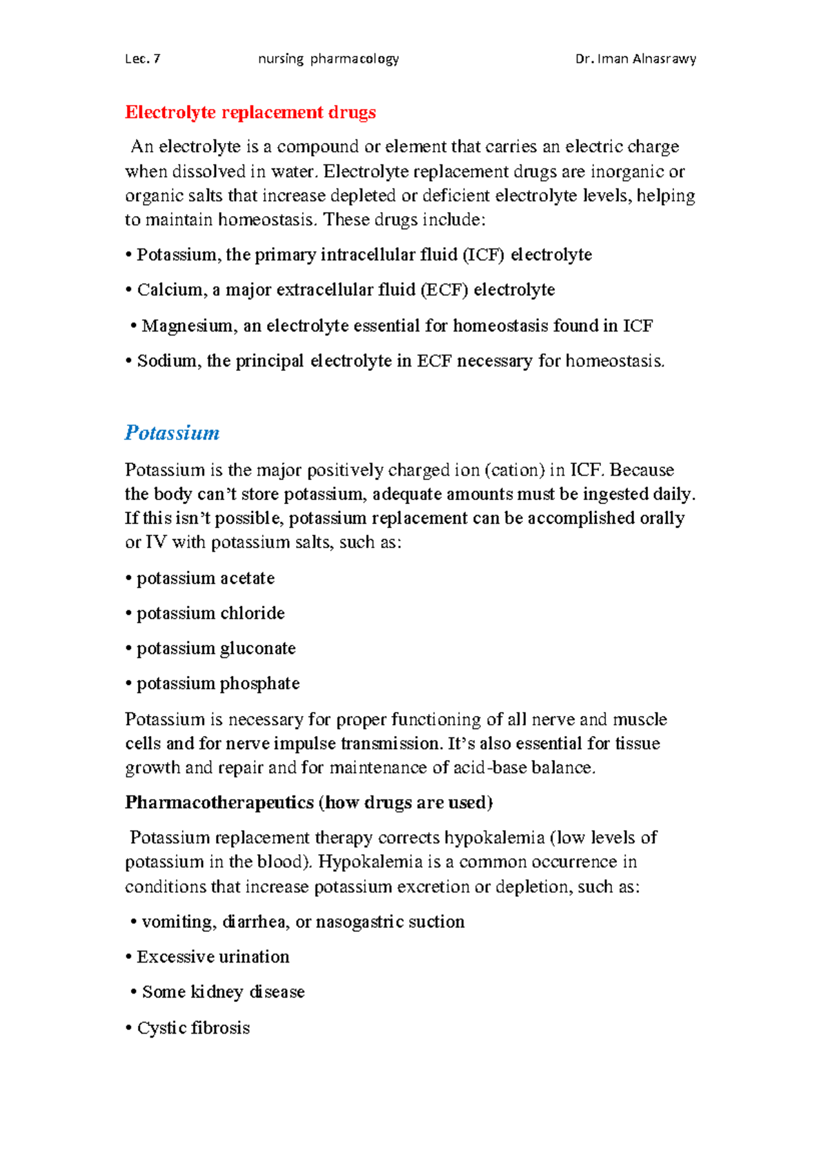 Electrolyte replacement therapy - Electrolyte replacement drugs An ...