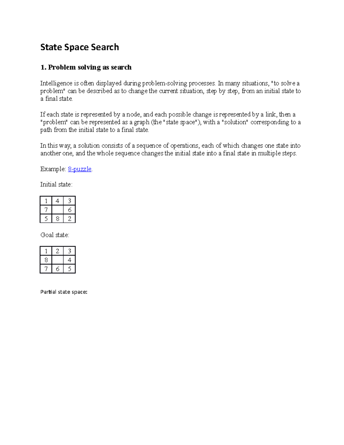State Space Search - speech - State Space Search 1. Problem solving as ...
