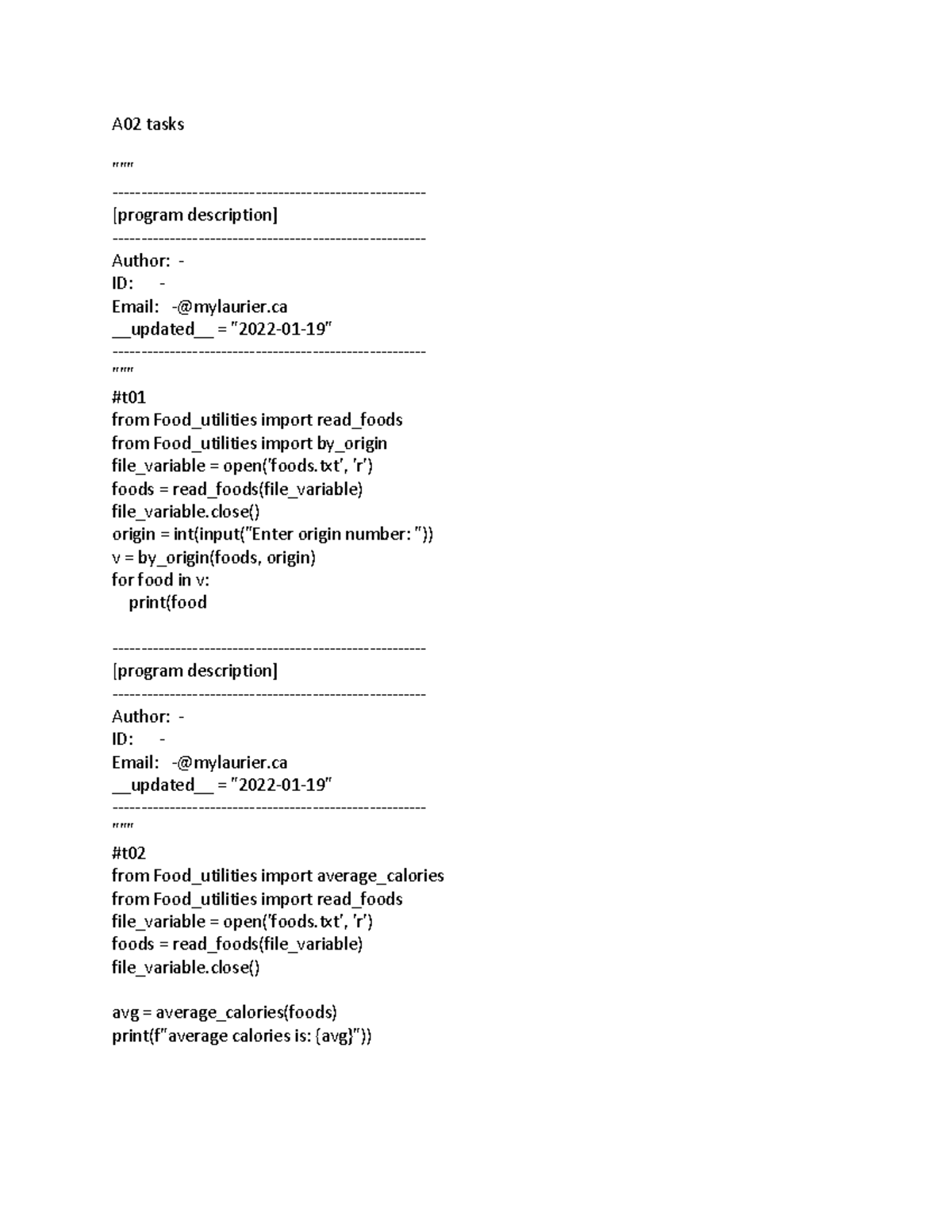 CP164 A02 codes - A02 tasks """ [program description] Author: - ID ...
