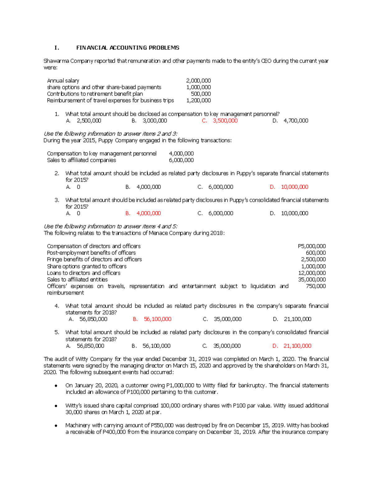 Financial Accounting Problems-notes - I. FINANCIAL ACCOUNTING PROBLEMS ...
