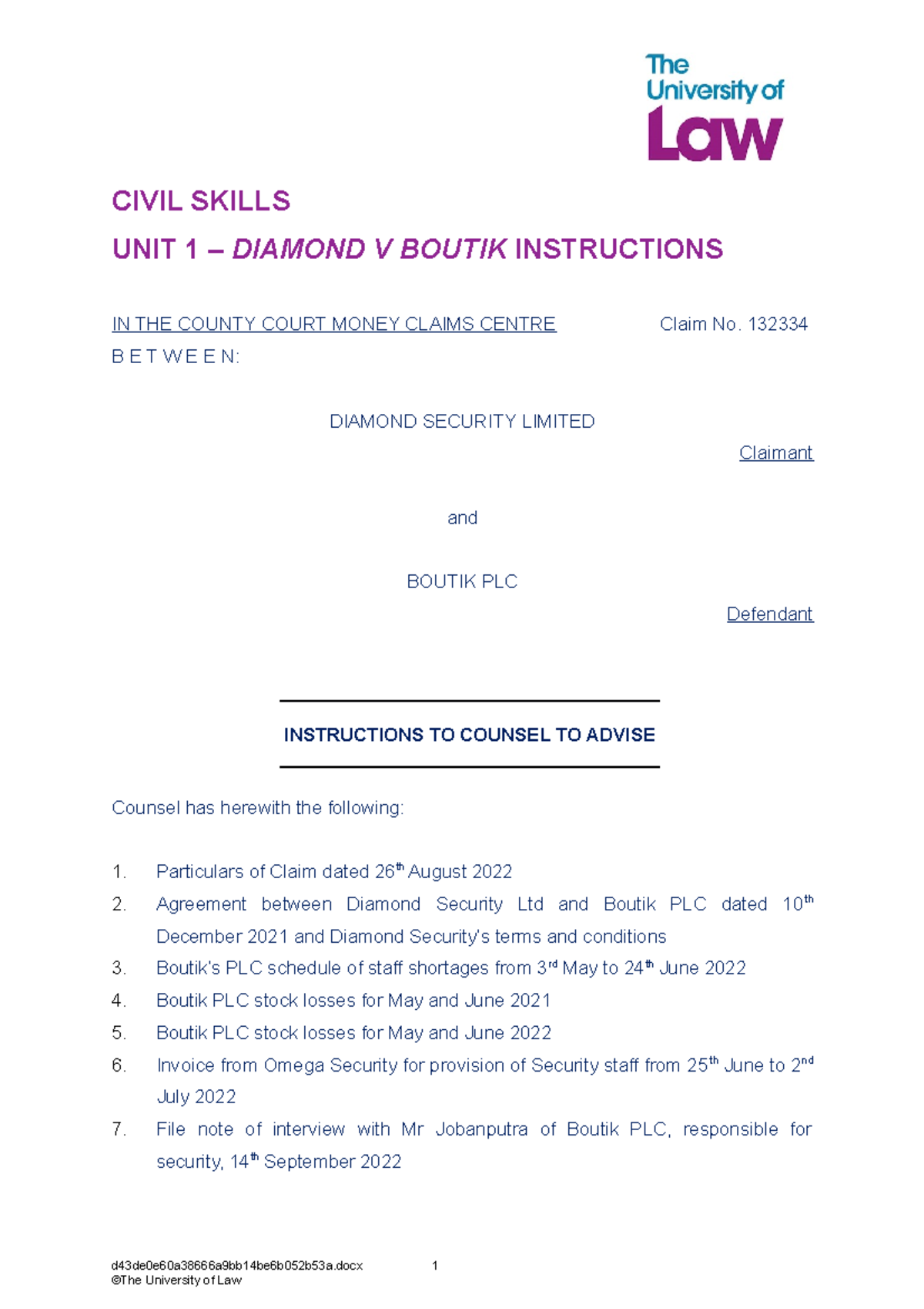 Diamond v boutik instructions - CIVIL SKILLS UNIT 1 – DIAMOND V BOUTIK ...