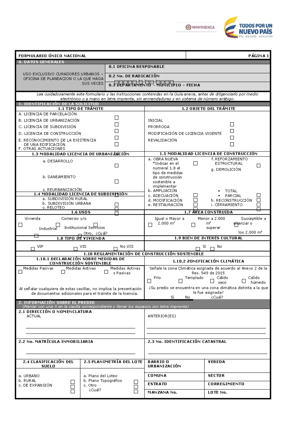 Formulario único nacional 8 (1) - 0. DATOS GENERALES USO EXCLUSIVO ...
