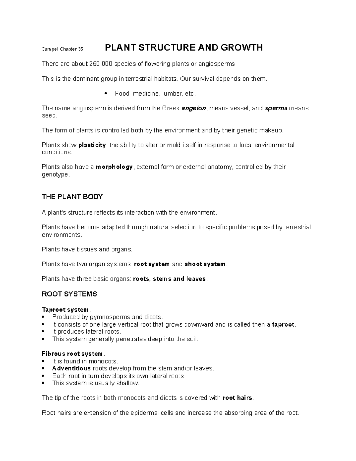 Campell chapter 35 - Samenvatting Campbell Biology - Campell Chapter 35 ...