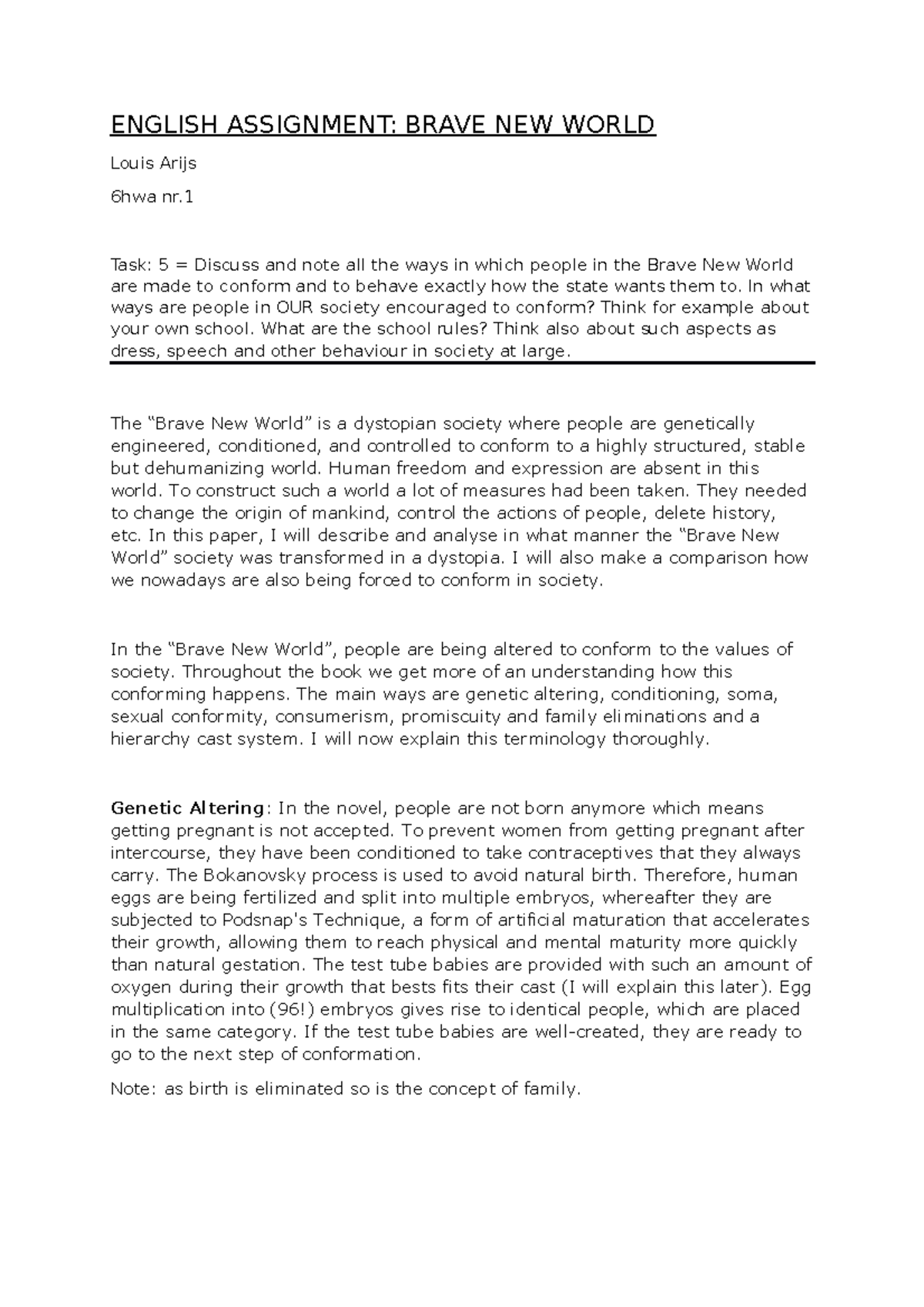 Englisch Assignment Brave NEW World-3 - ENGLISH ASSIGNMENT: BRAVE NEW ...