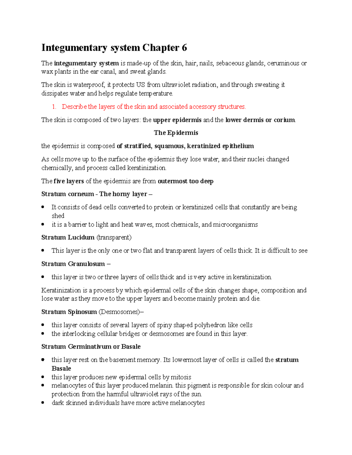 UNIT 2 ANPH - Summary Anatomy and Physiology - Integumentary system ...