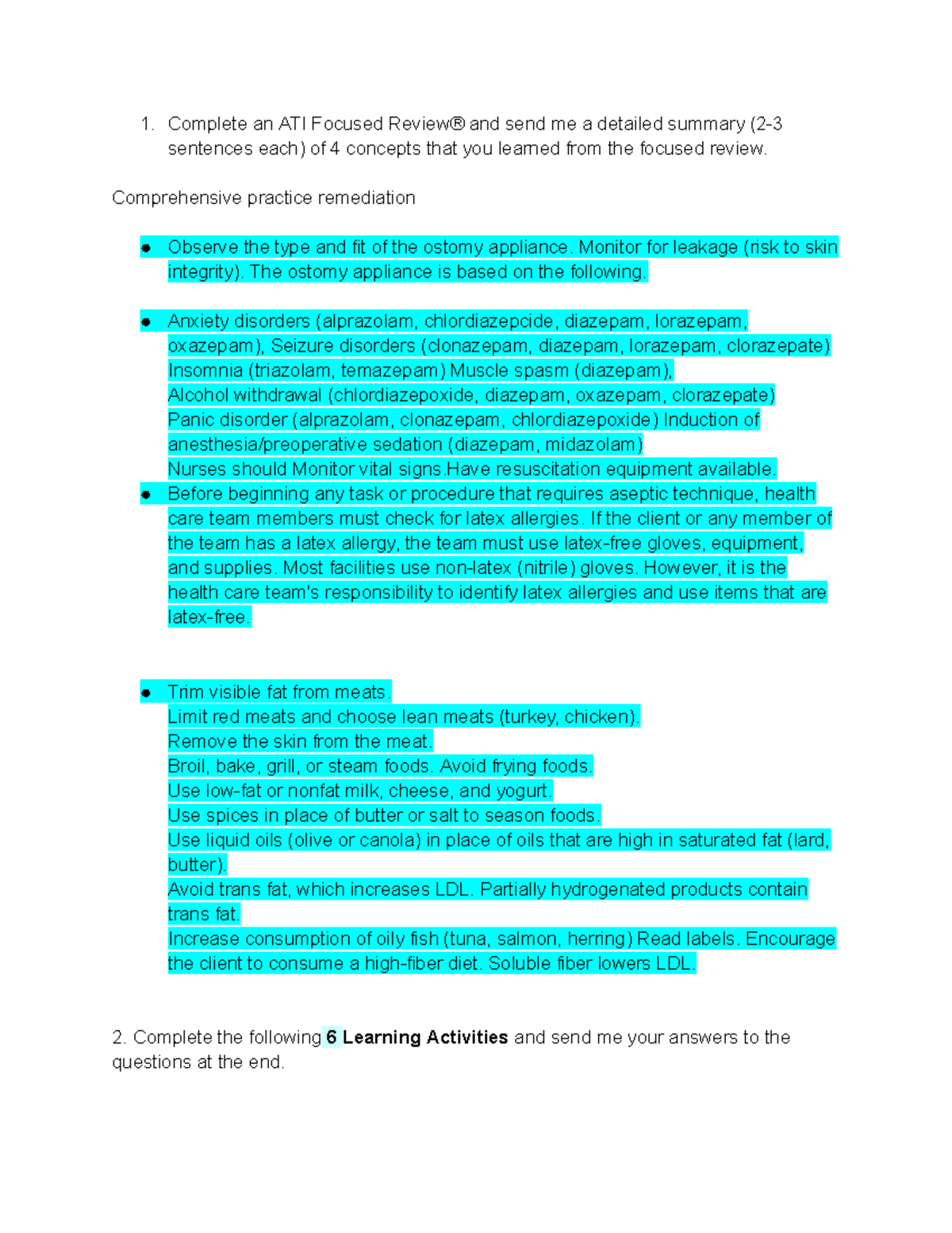 Comp b remediation - notes - 1. Complete an ATI Focused Review® and ...