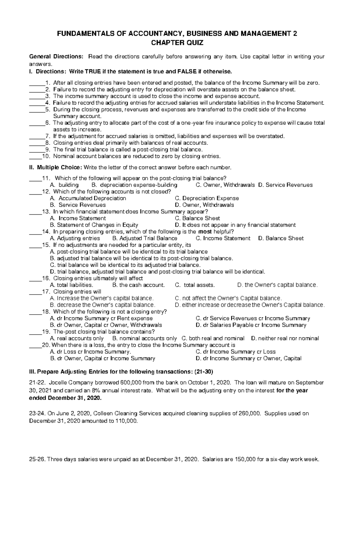 FABM2 Activity 2ND QTR NOV 21 2023 Tuesday - FUNDAMENTALS OF ...