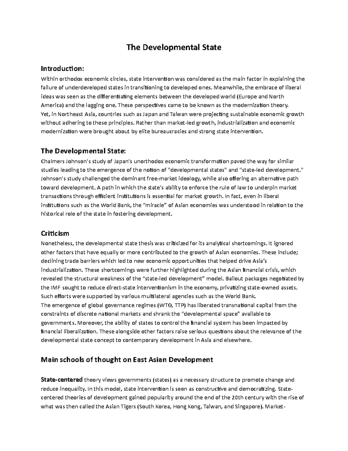 01- The Developmental State - The Developmental State Introduction ...