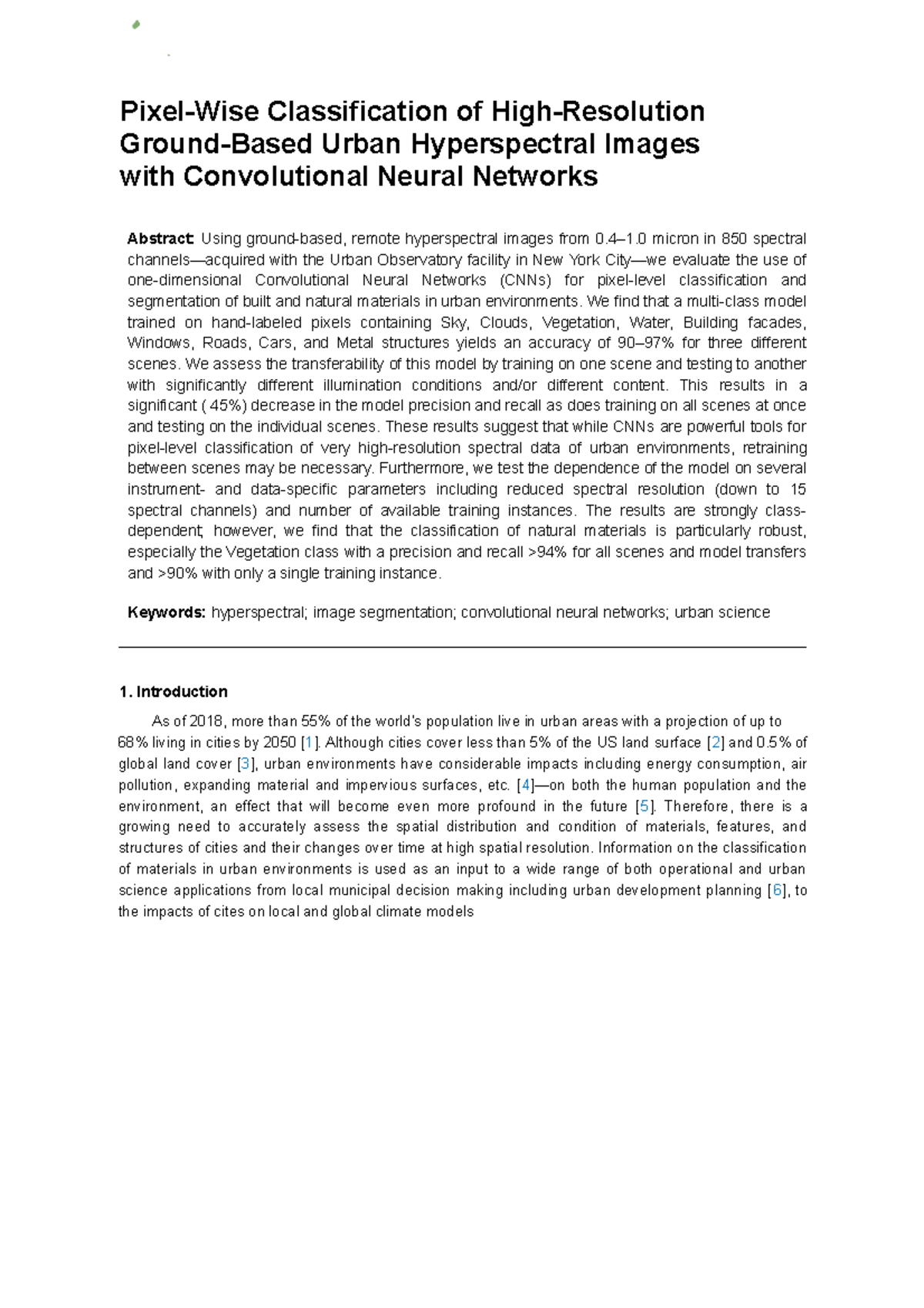 Pixel wise classification of hyperspectral images - Pixel-Wise ...