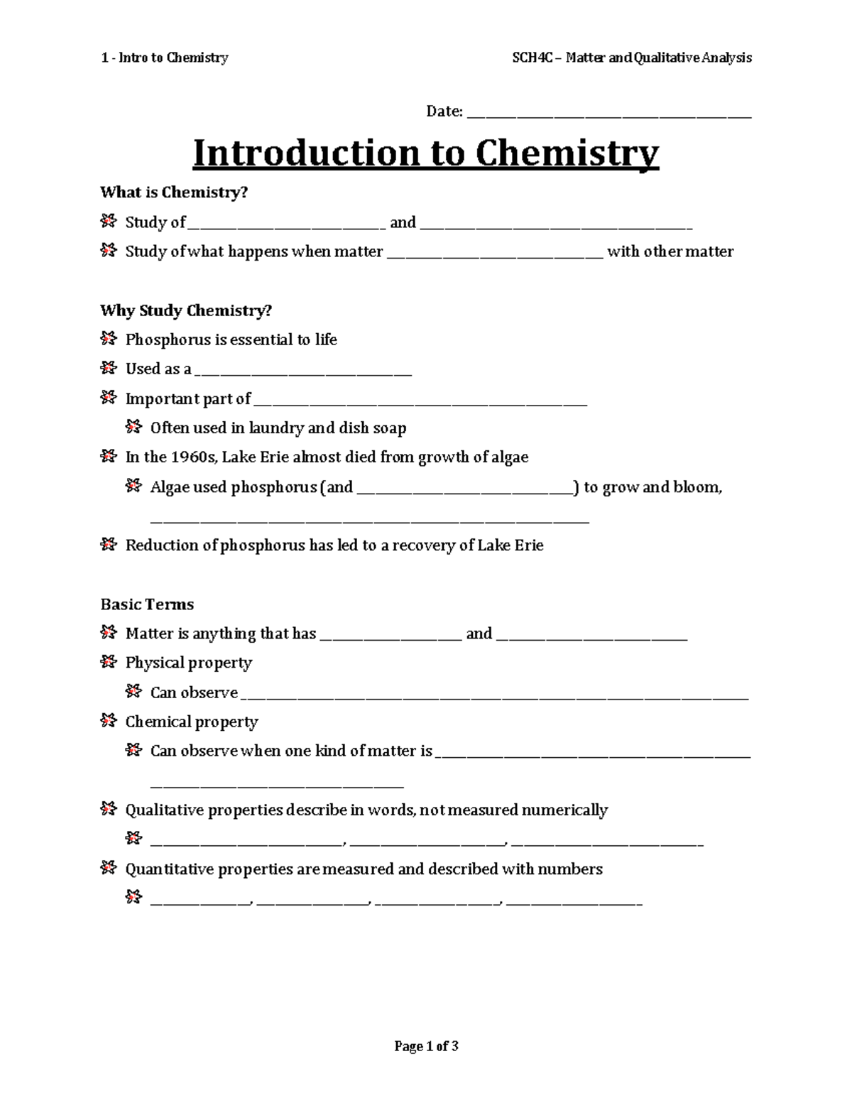 01 - Intro to Chemistry - Notes - 1 - Intro to Chemistry SCH4C – Matter ...