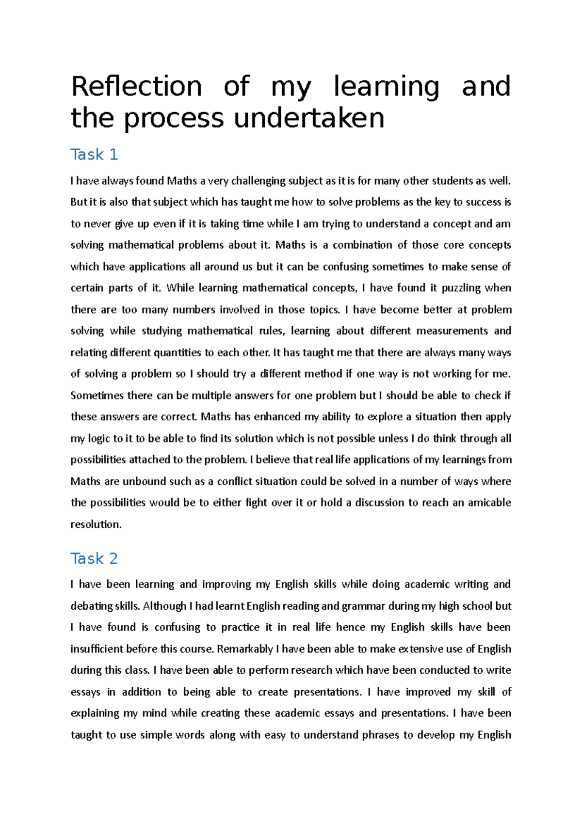 Reflection of my learning - But it is also that subject which has ...