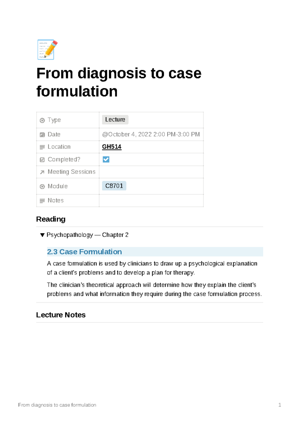 From diagnosis to case formulation - Ë From diagnosis to case ...
