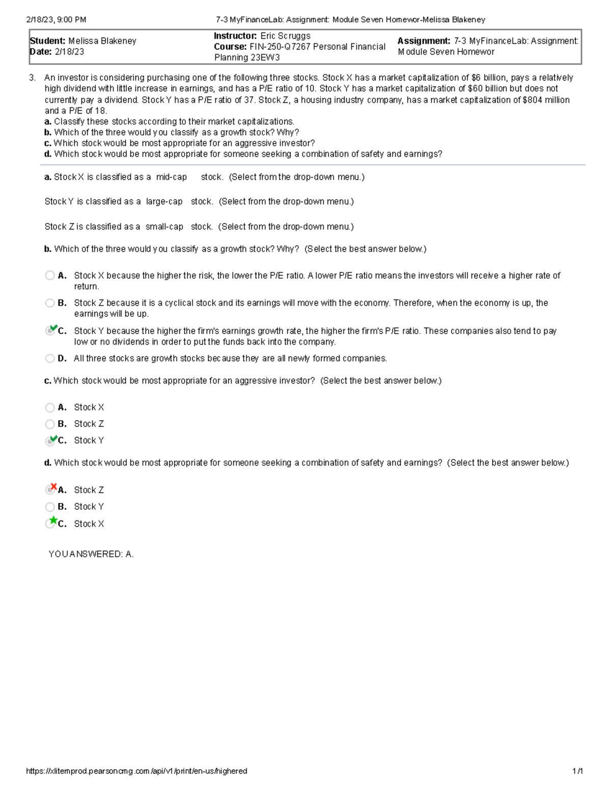 7-3 My Finance Lab Assignment Module Seven Homework - 2/18/23, 9:00 PM ...