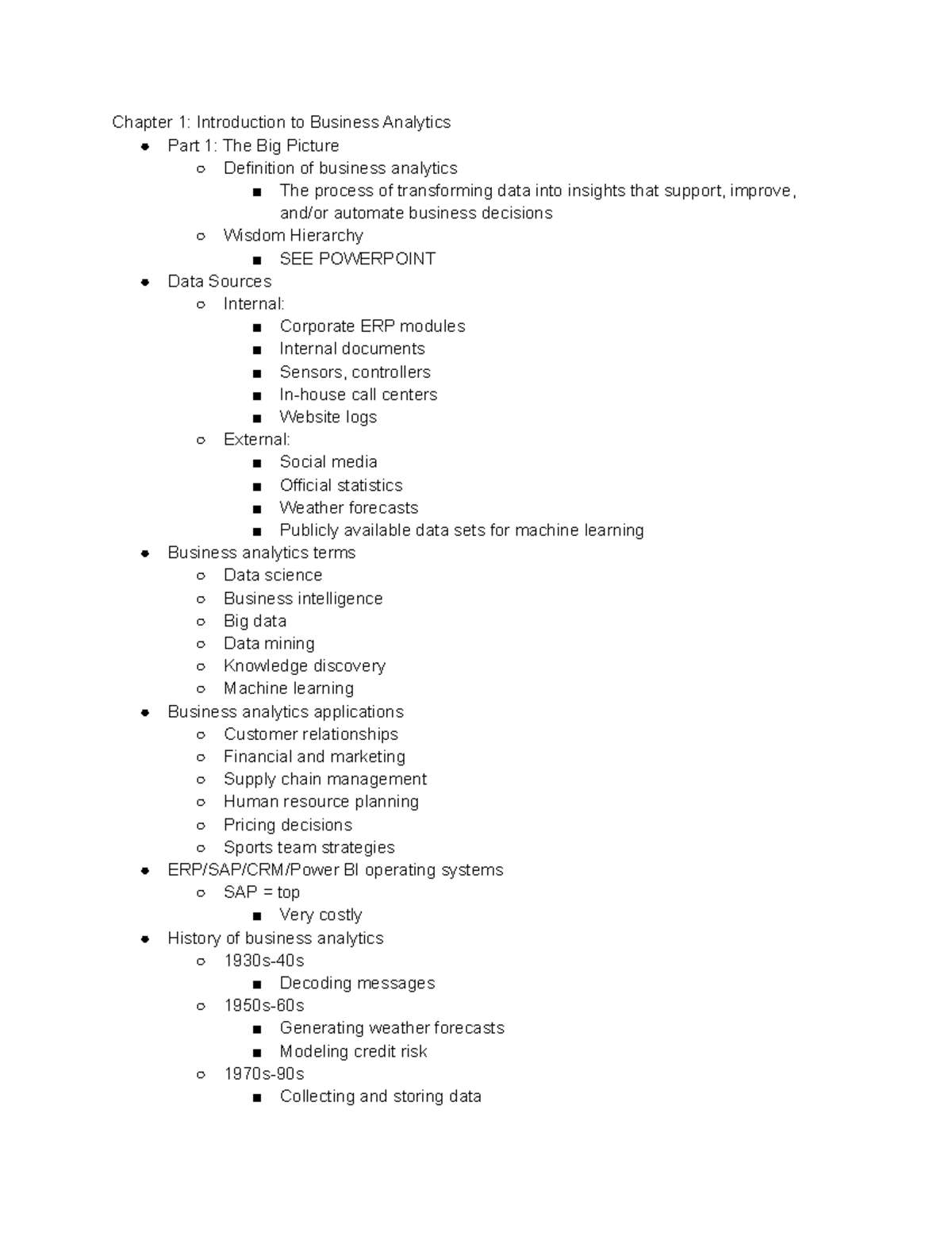 ISM3541 Chapter 1 - Chapter 1: Introduction to Business Analytics Part ...