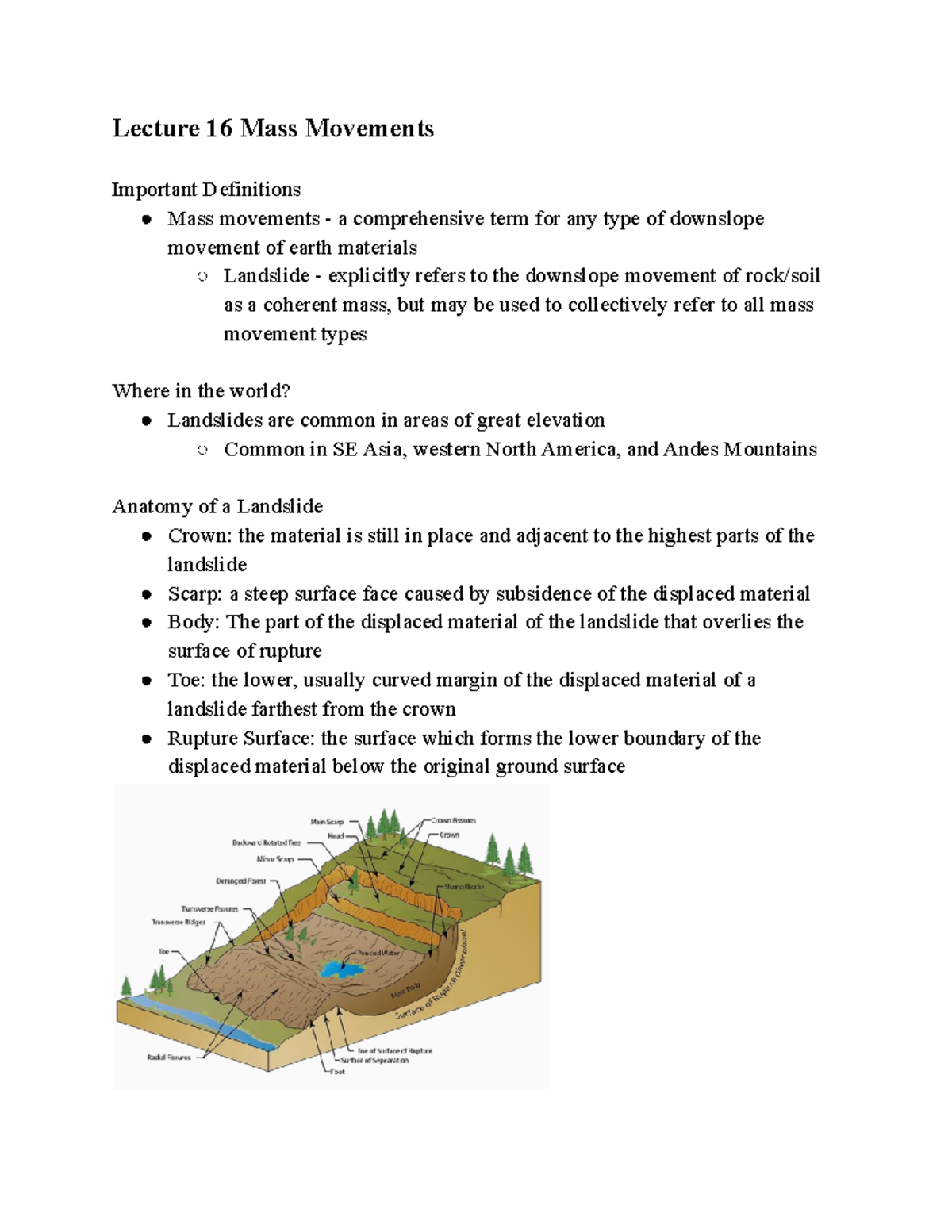 Earth 20 - Lecture 16 - Lecture 16 Mass Movements Important Definitions ...