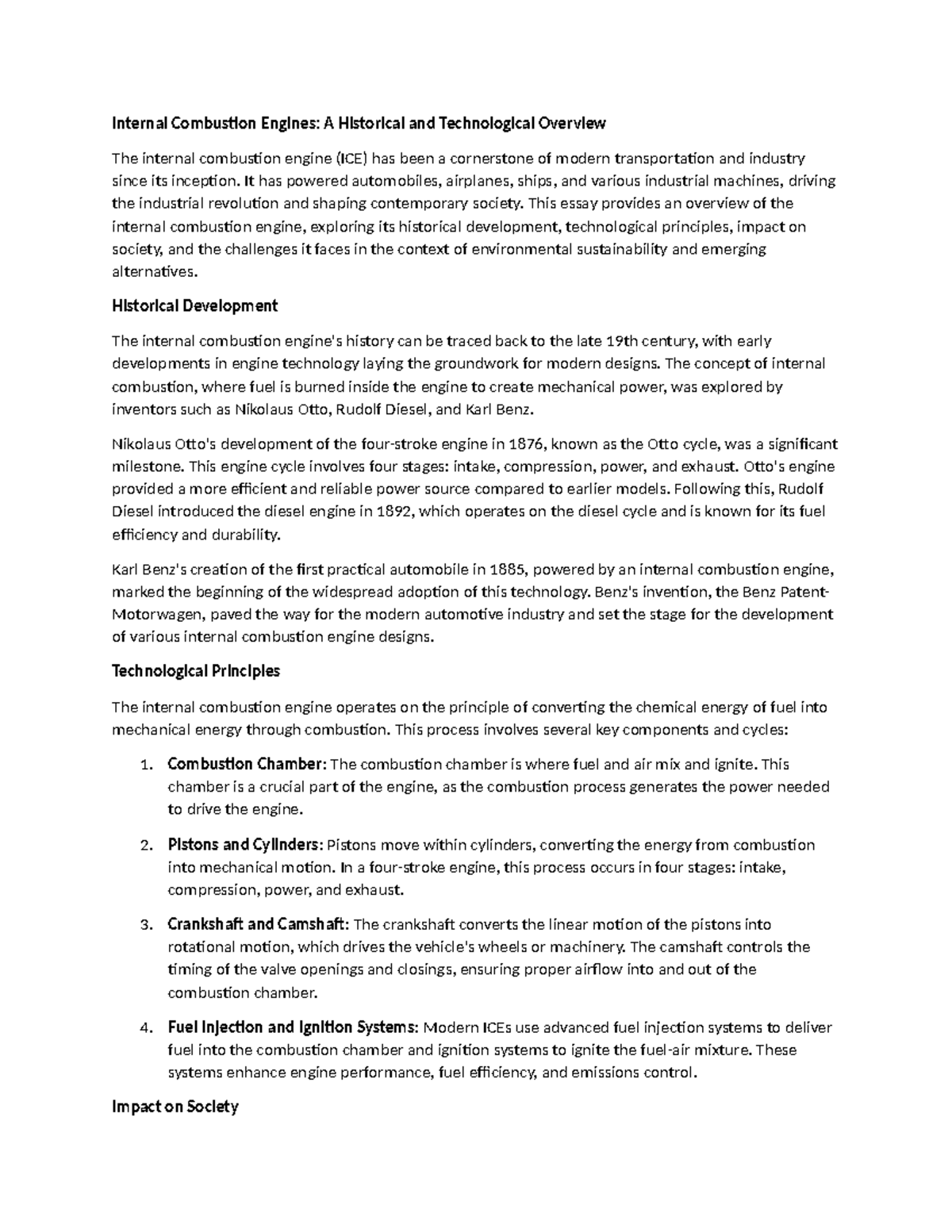 Internal Combustion Engines - It has powered automobiles, airplanes ...