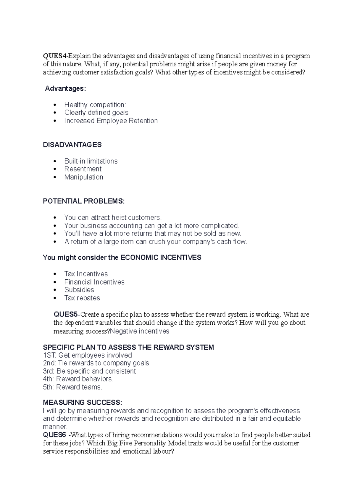 Presentation - hrm - QUES4-Explain the advantages and disadvantages of ...