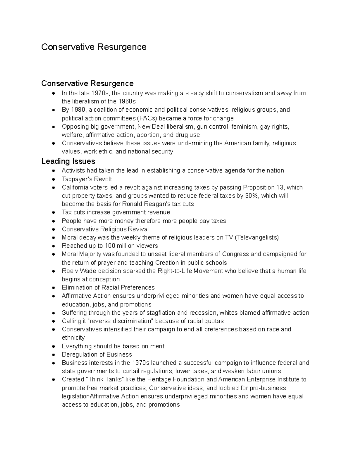 Conservative Resurgence and 1980s America - Conservative Resurgence ...