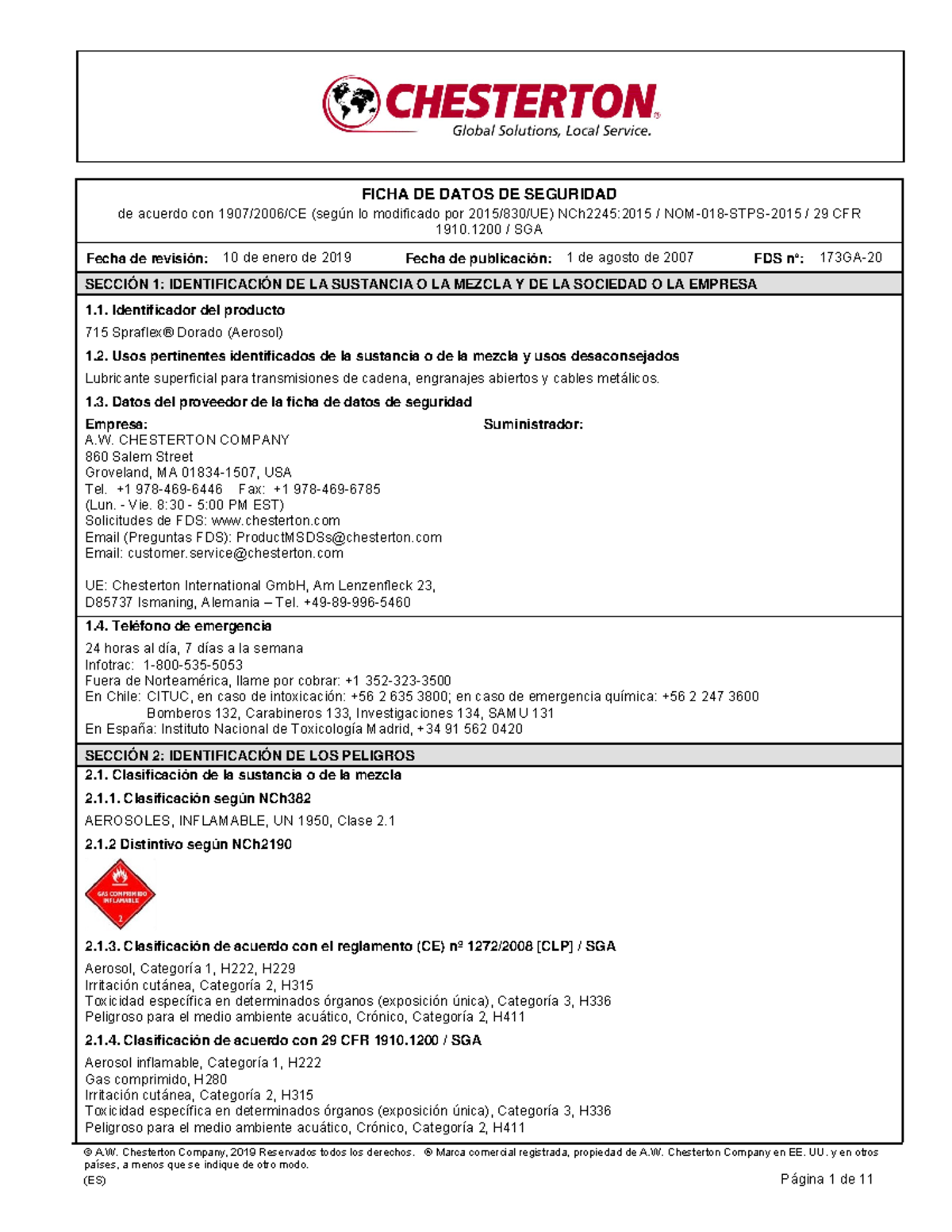 [HDS] - 715 spraflex dorado aerosol 16 02 2024 - © A. Chesterton Company, 2019 Reservados todos ...