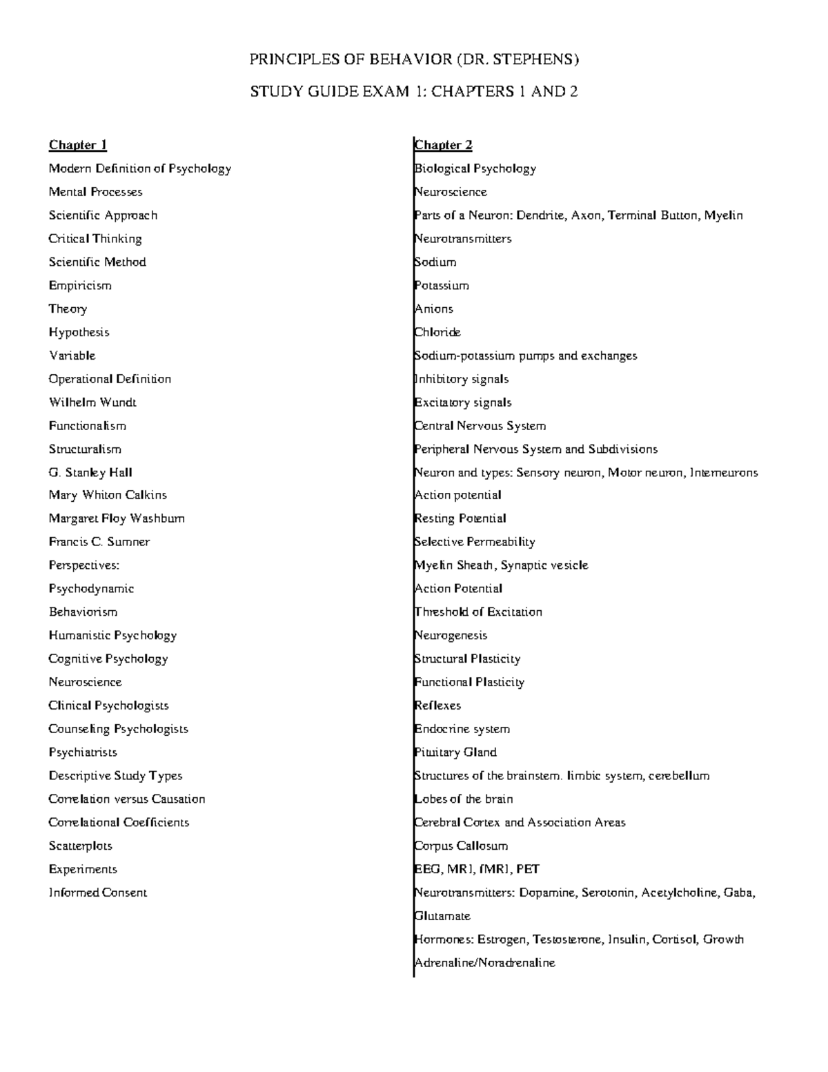 EXAM 1 study guide POB - in depth review for your first exam - PRINCIPLES OF BEHAVIOR (DR ...