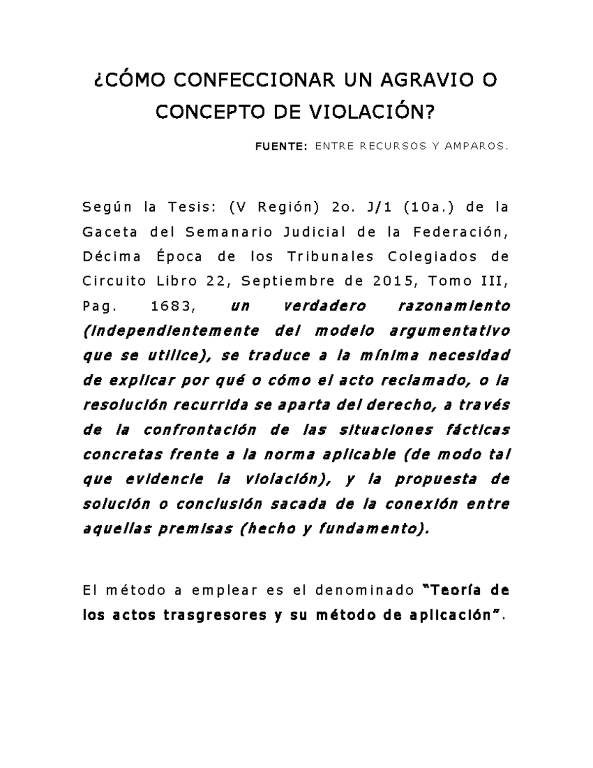 CÓMO Confeccionar UN Agravio O Concepto DE Violación - ¿CÓMO ...