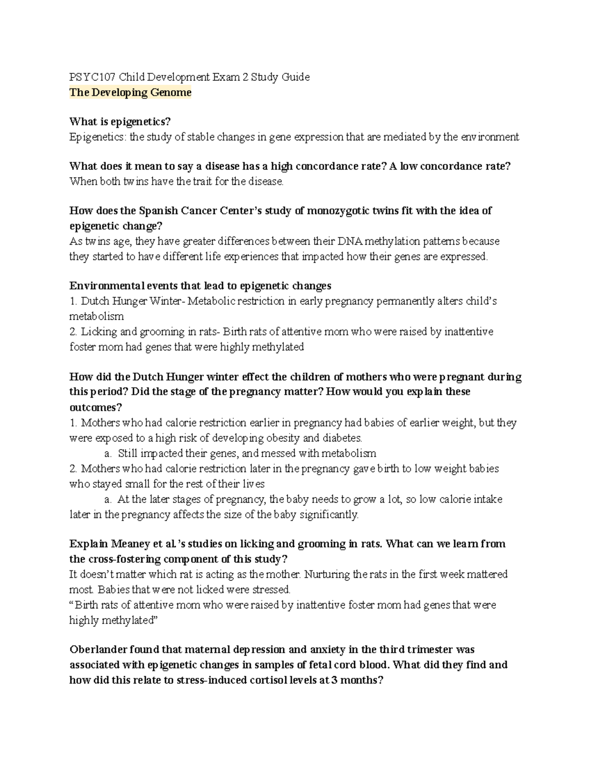 PSYC107 Exam 2 Study Guide - PSYC107 Child Development Exam 2 Study ...