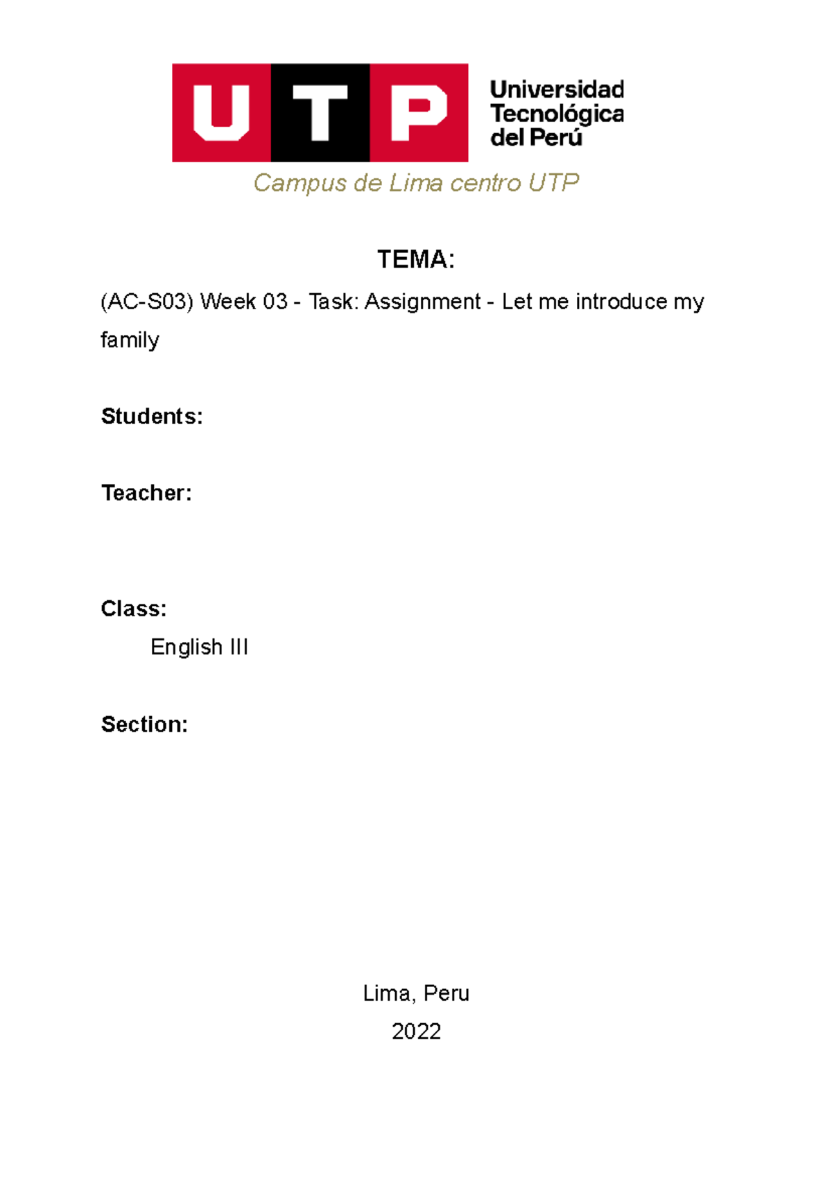 (AC-S03) Week 03 - Task Assignment - Let me introduce my family ...
