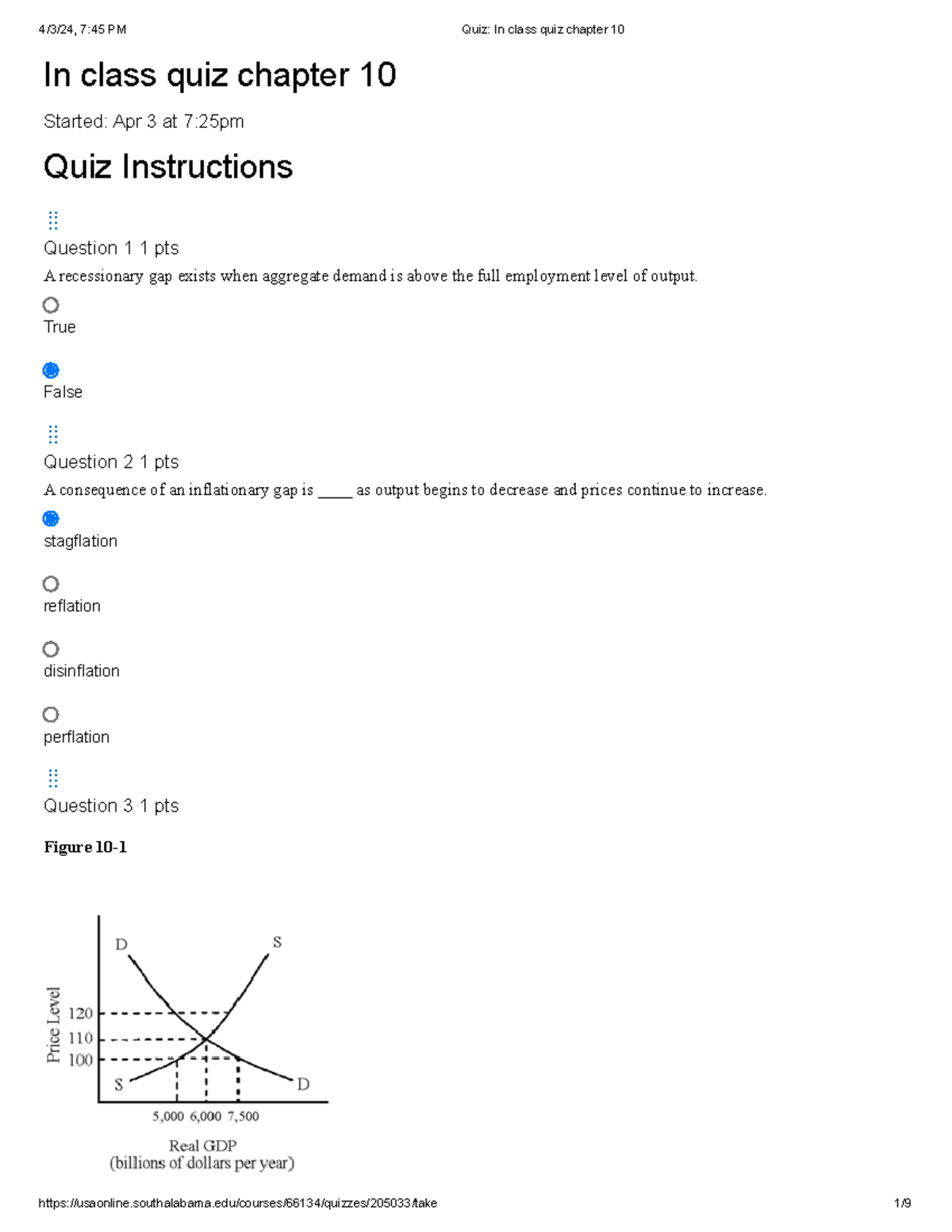 Quiz In class quiz chapter 105 - In class quiz chapter 10 Started: Apr ...
