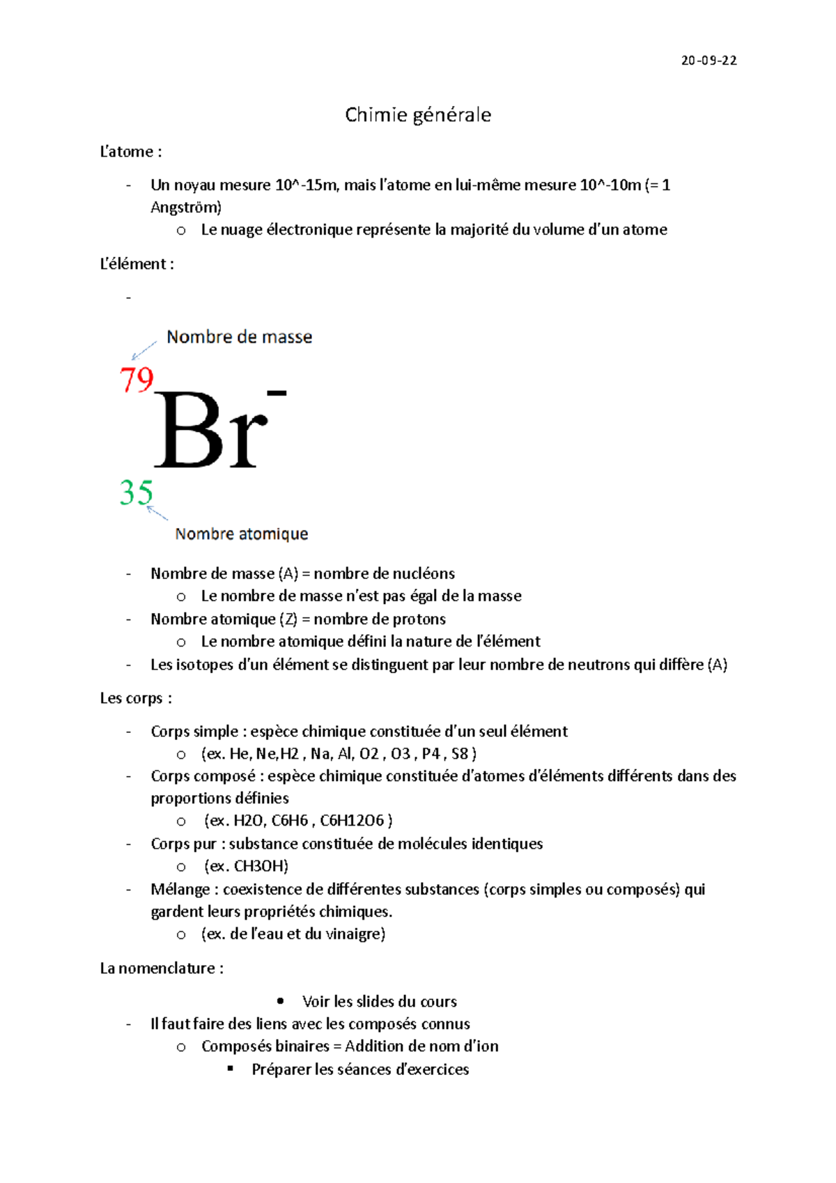 Chimie générale cours 2 - Chimie générale L’atome : Un noyau mesure 10 ...