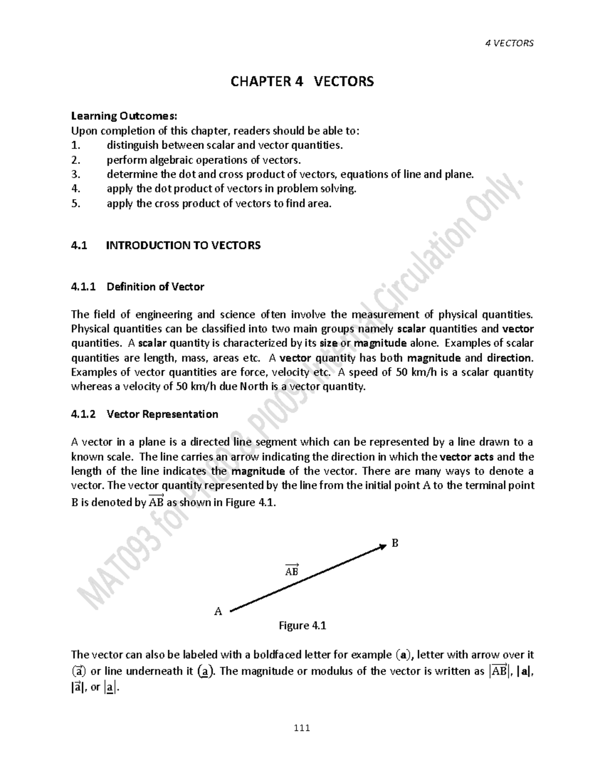FOUNDATION OF MATHEMATIC CHAPTER 4 VECTOR - 4 VECTORS CHAPTER 4 VECTORS ...