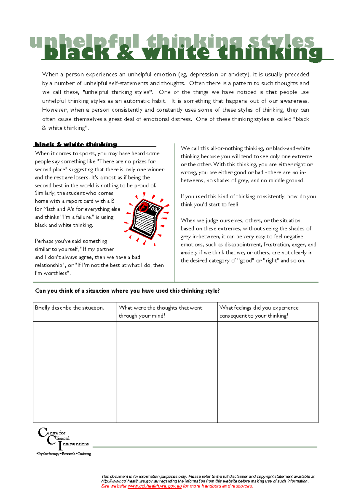 Unhelpful Thinking Styles - 05 - Black and White Thinking - We call ...