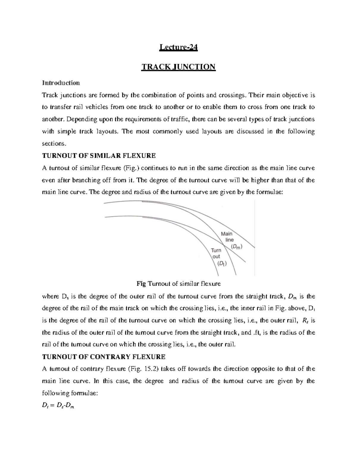 Track Junction - Lecture notes Transportation engineering 2 - Lecture ...