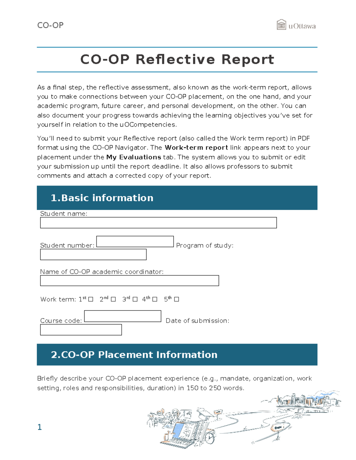 Reflective report CO OP sept2023 - CO-OP Refl ective Report As a final ...