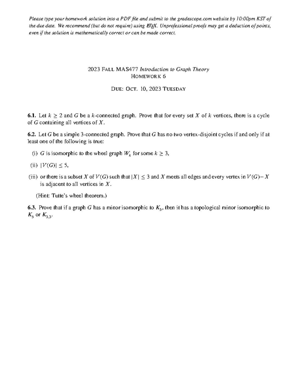Hw6 - hw6 for graph theory - Please type your homework solution into a ...