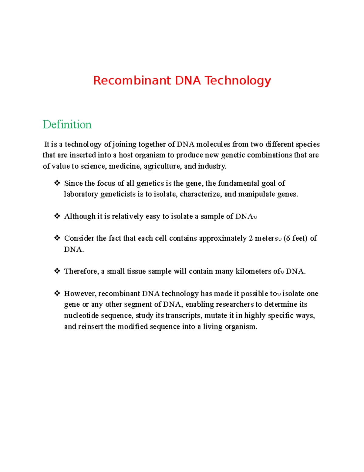 R DNA Technology - These are useful study materials - Recombinant DNA ...