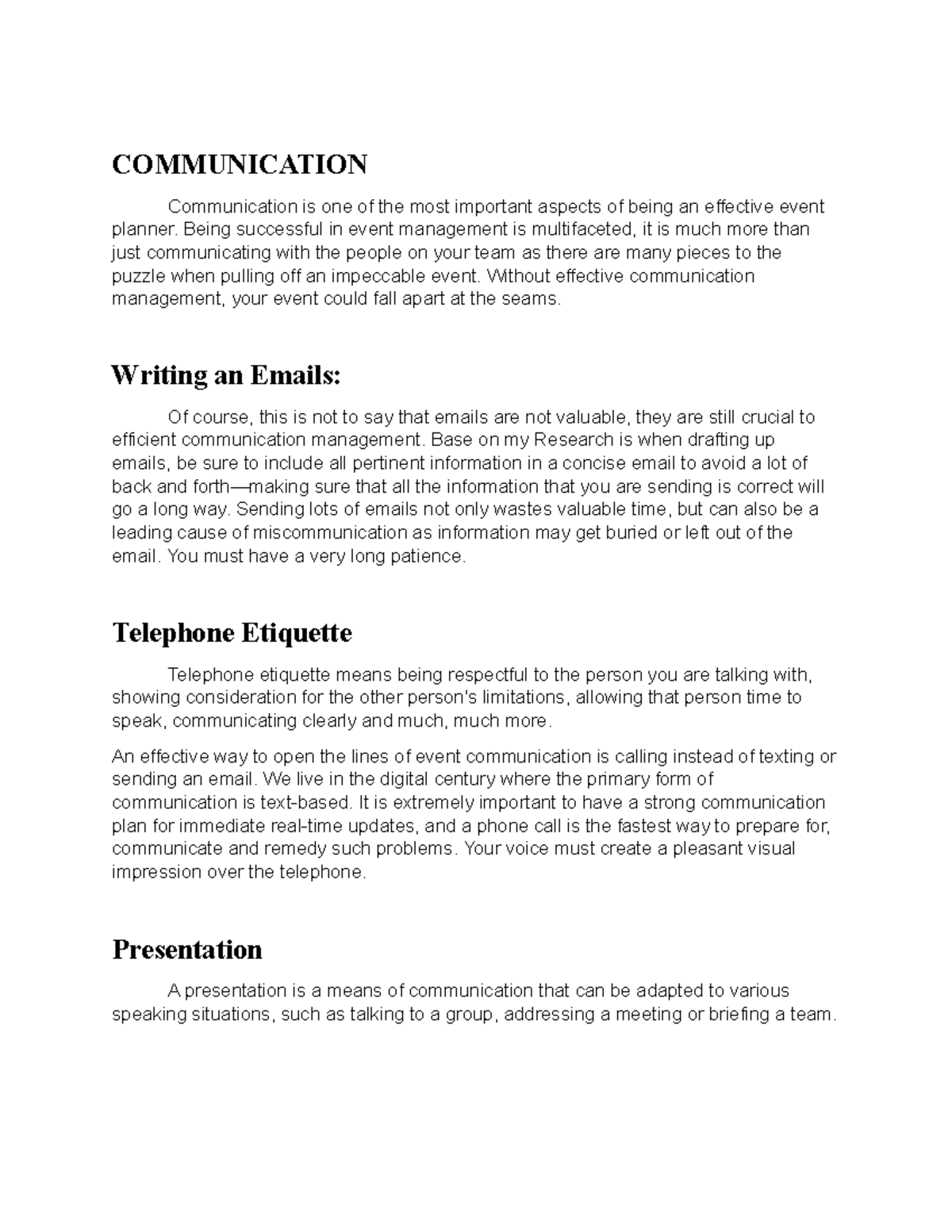 Communication - etiquettes dealing with customers - COMMUNICATION ...