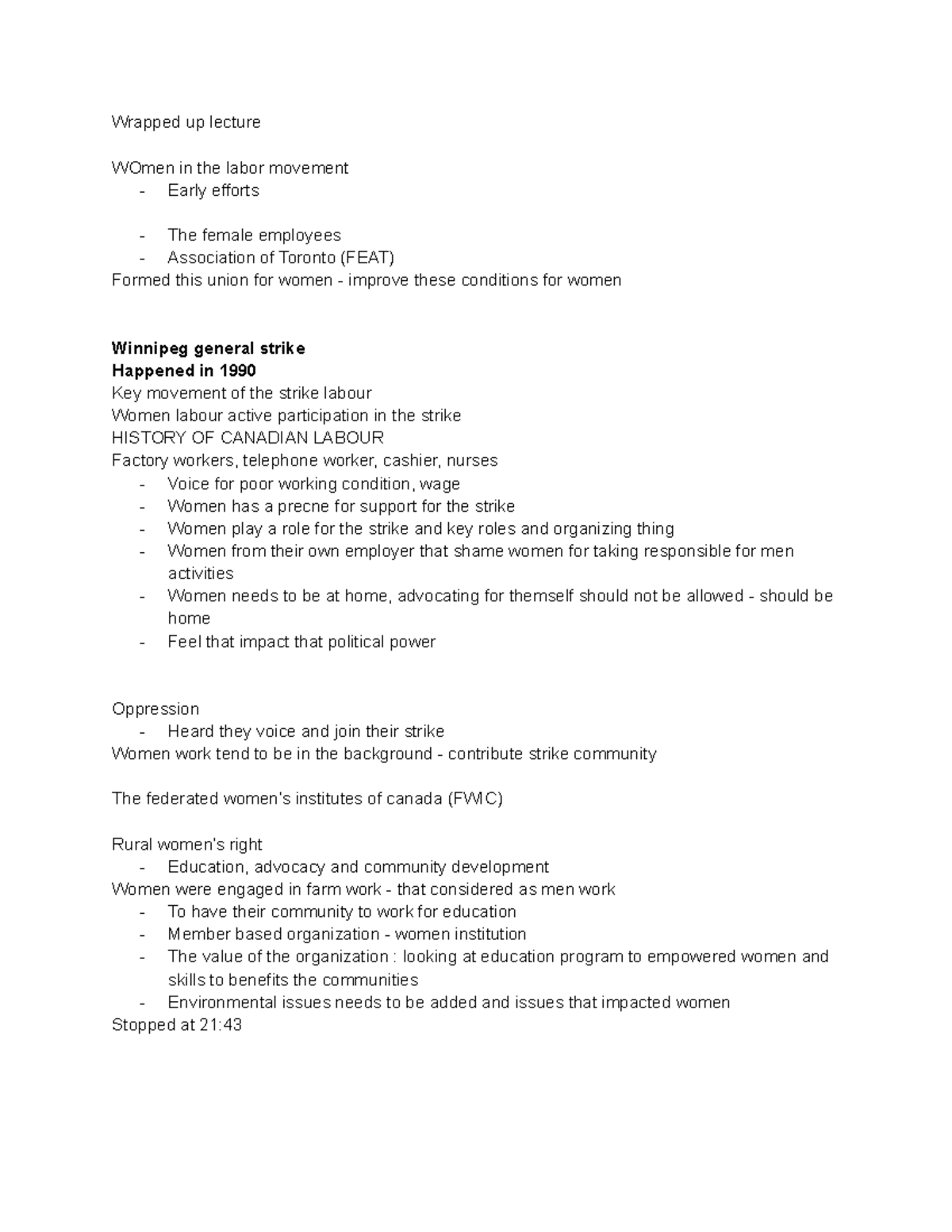 Wrapped up lectures - WGST 2P86 - Brocku - Studocu