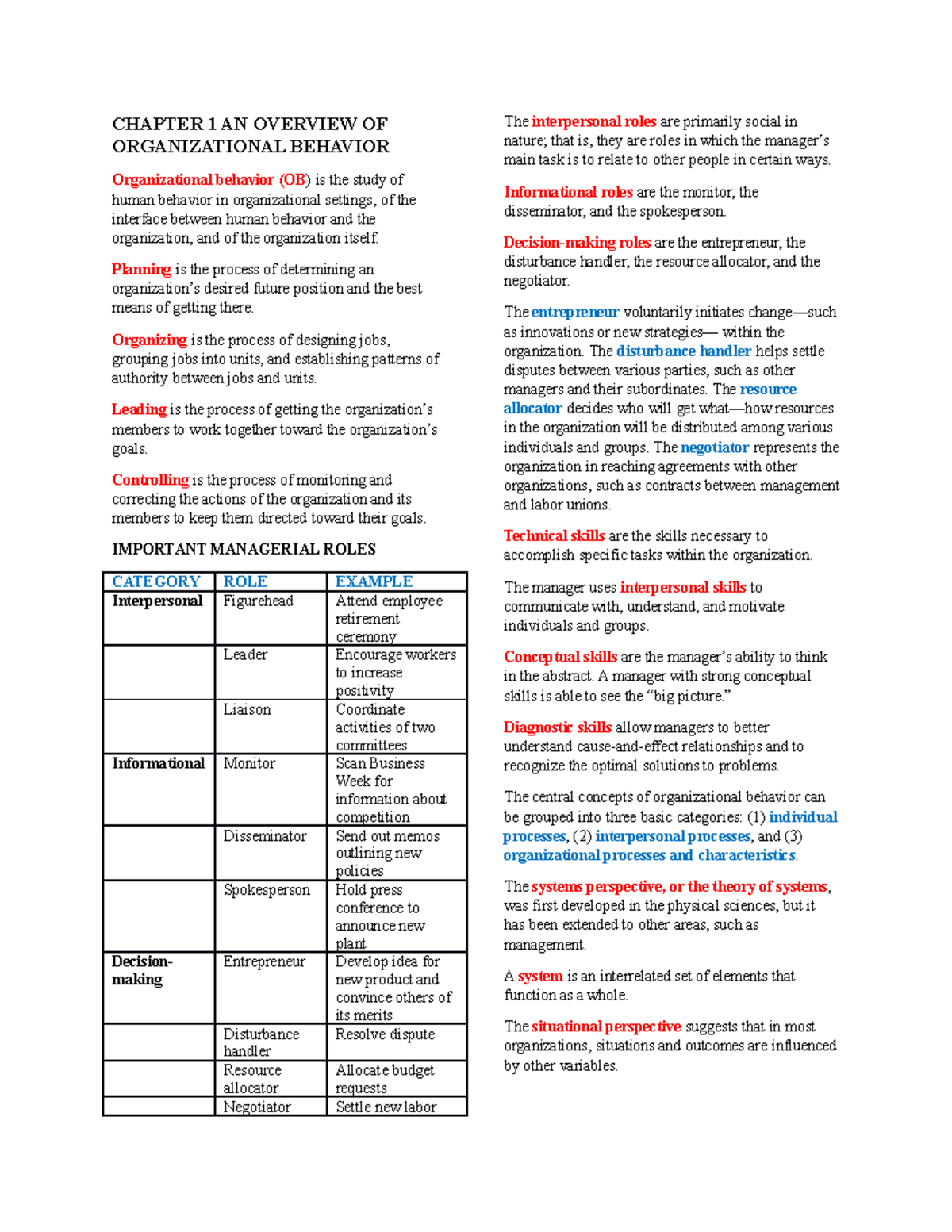 HBO-Reviewer - Lecture notes - CHAPTER 1 AN OVERVIEW OF ORGANIZATIONAL ...