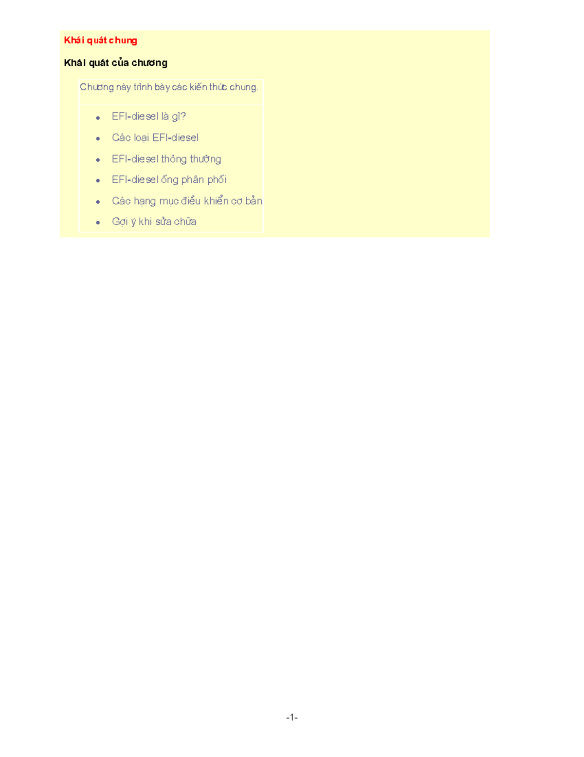 37. Tong quan ve EFI Diesel - Kh ̧i qu ̧t chung Kh ̧i qu ̧t cña ch¬ng Ch¬ng nμy tr×nh bμy c ̧c ...