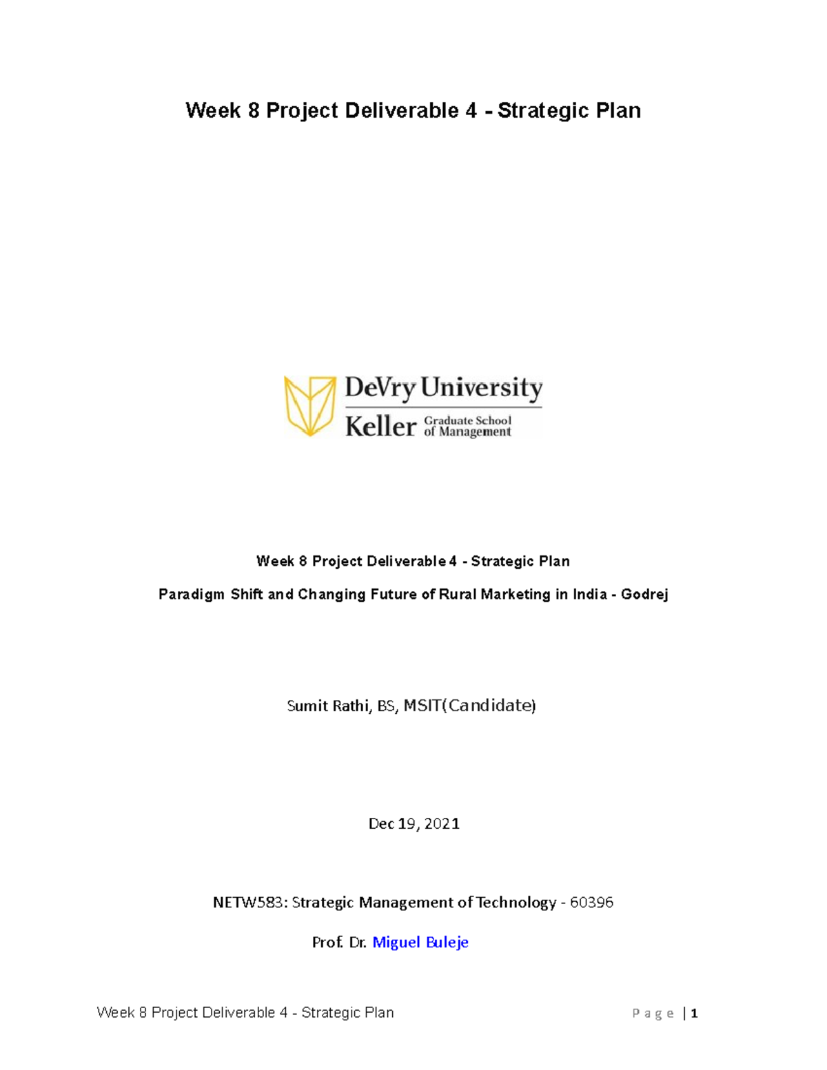 Week 8 Project Deliverable 4 - Strategic Plan - Week 8 Project ...