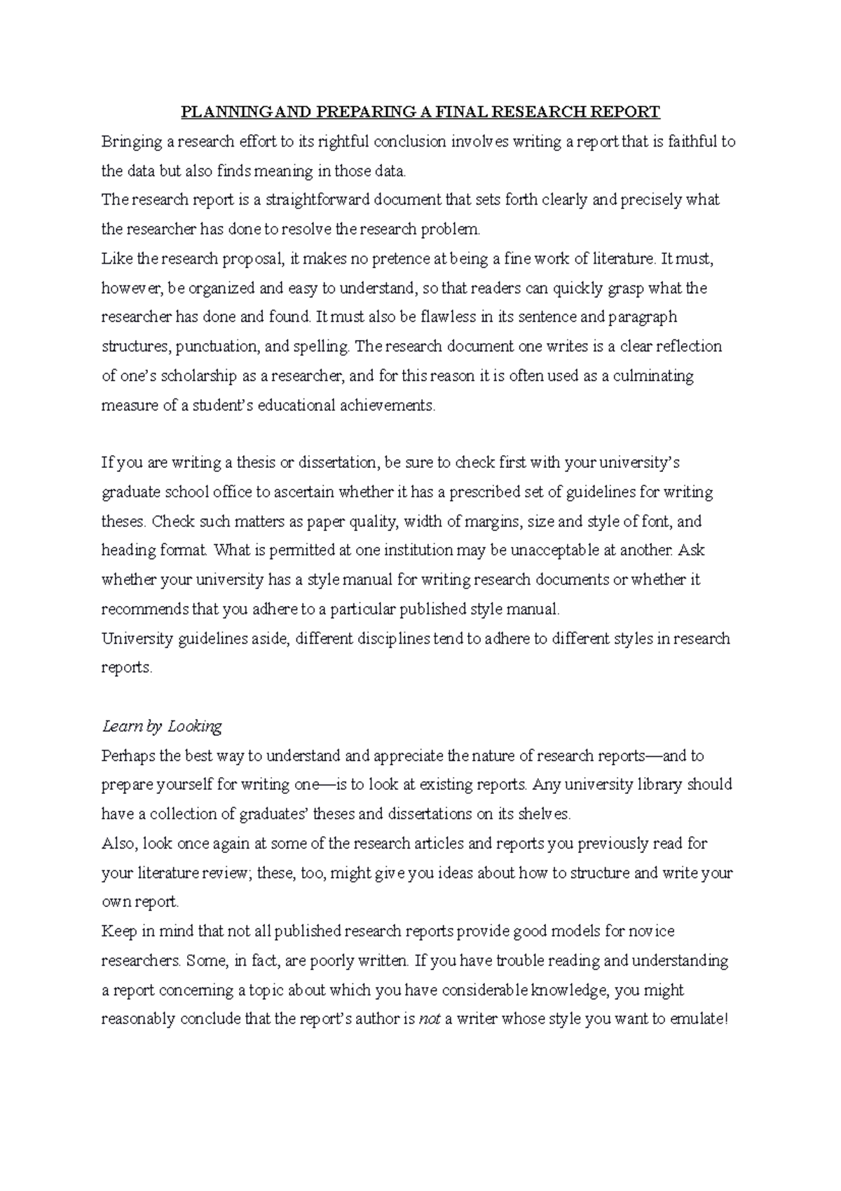 13 Planning AND Preparing A Final Research Report - PLANNING AND ...