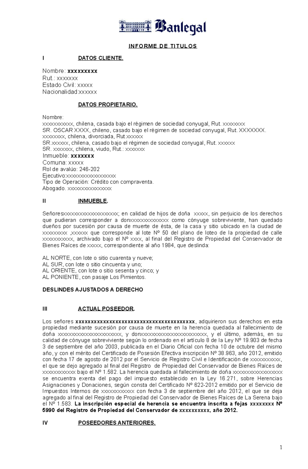278550285 Formato Estudio de Titulos - INFORME DE TITULOS I DATOS ...