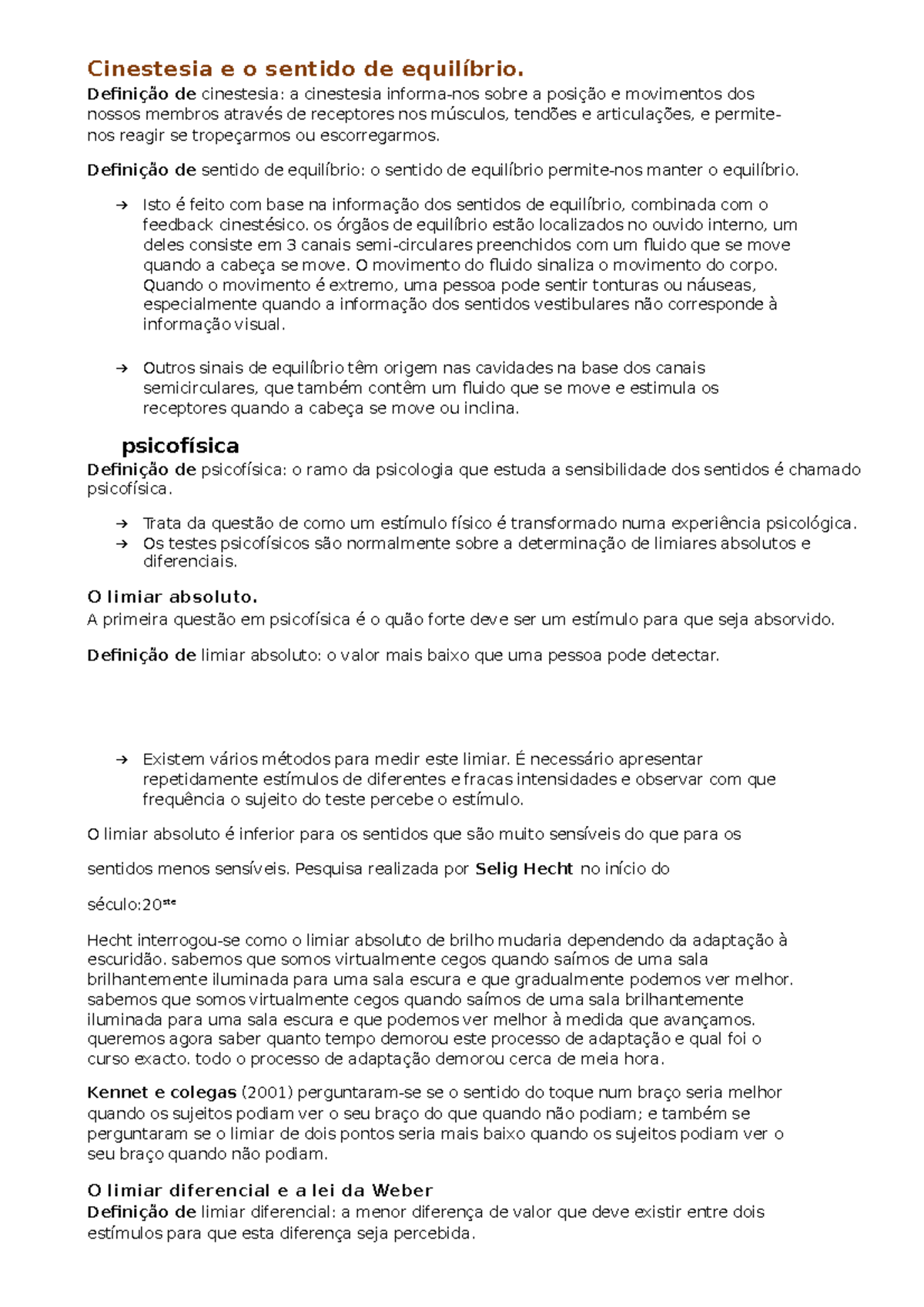 Cinestesia e o sentido de equilíbrio 10 - Definição de cinestesia: a ...