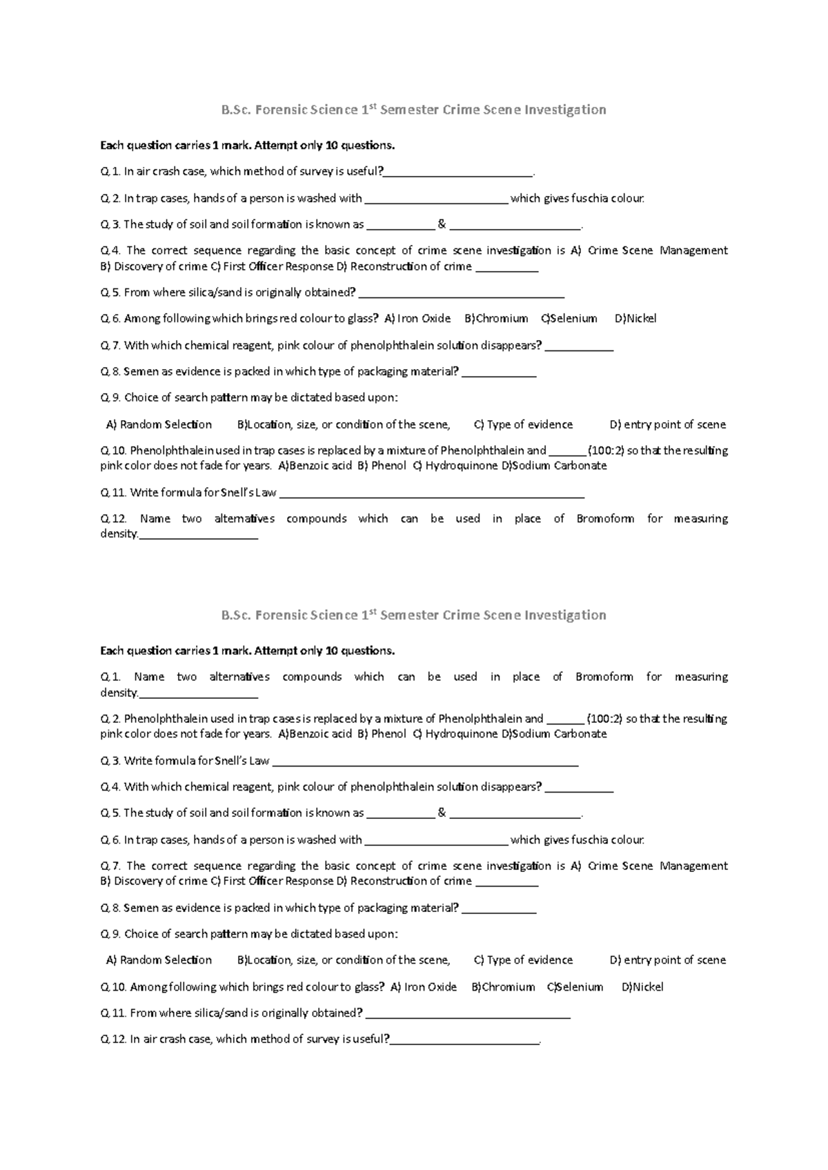 B.Sc. 1st Semester CSI - helpful for csi - B. Forensic Science 1st ...