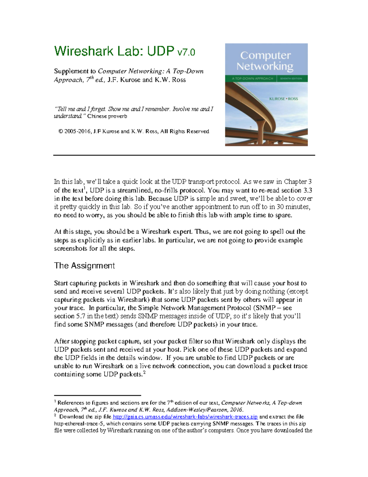 Week 6 Lab Activity Part B Wireshark Udp Wireshark Lab Udp V7