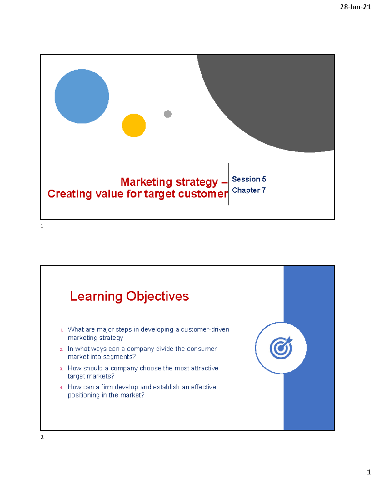 S5 Marketing strategy- Creating value for target customer print ...