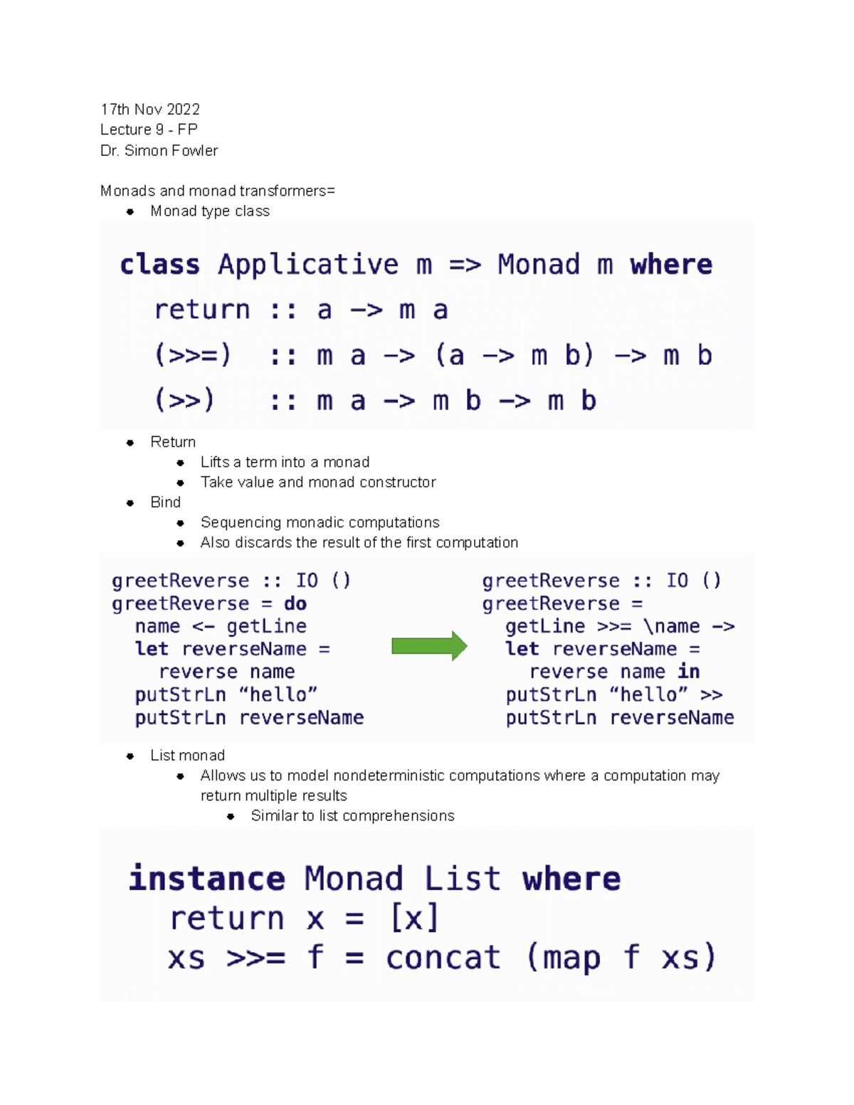 Functional Programming Lecture 9 17th Nov 2022 17th Nov 2022 Lecture 9 Fp Dr Simon Fowler 
