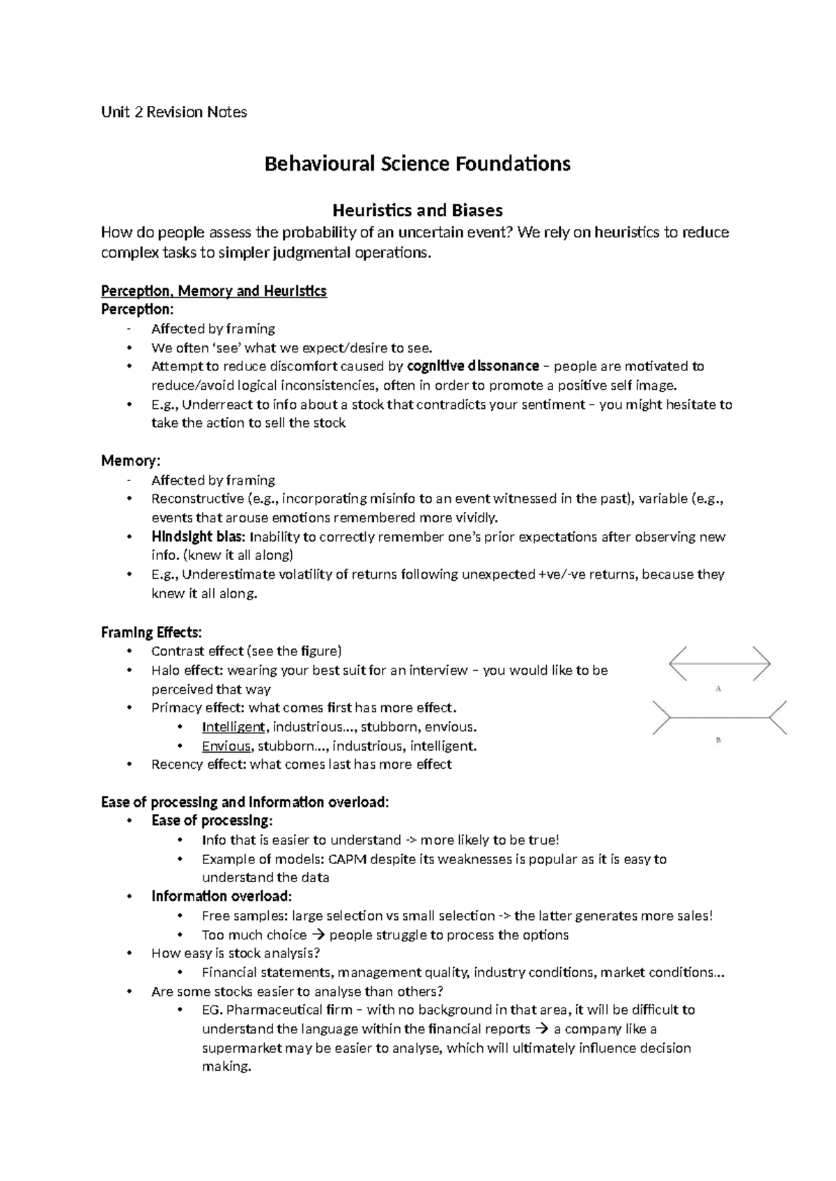Unit 2 Revision Notes - Behavioural Science c Foundations - Unit 2 ...