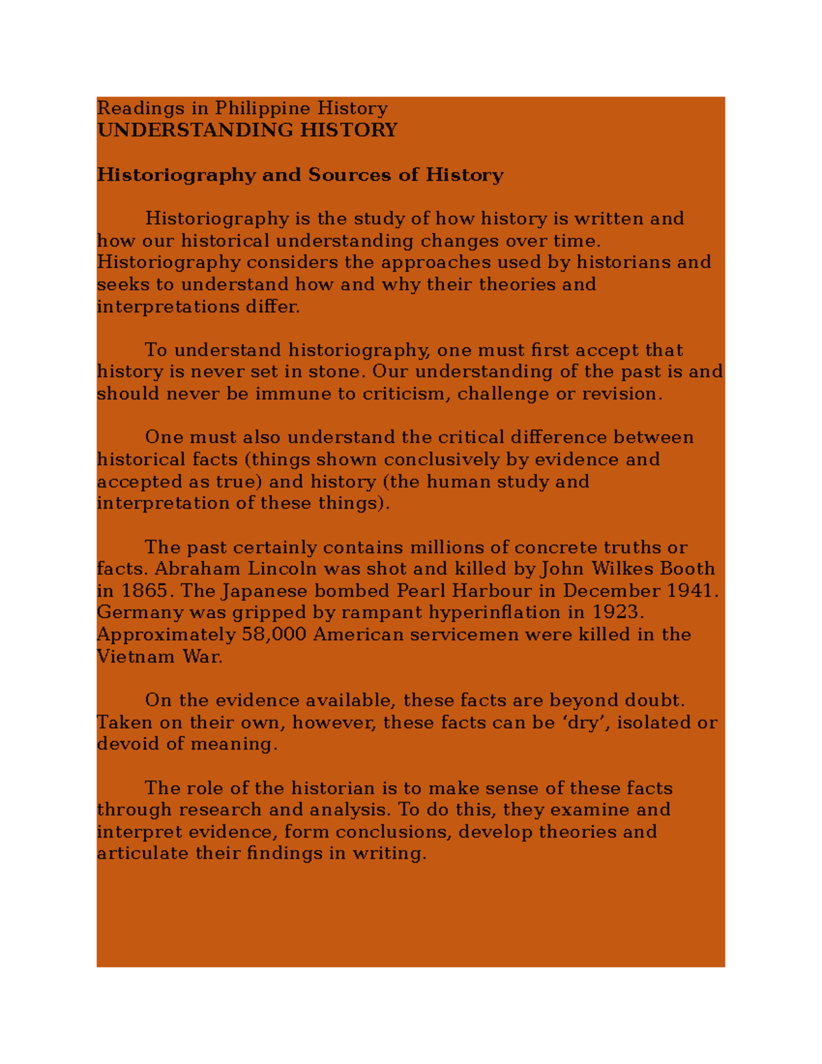 Historiography and Sources of History - Readings in Philippine History ...