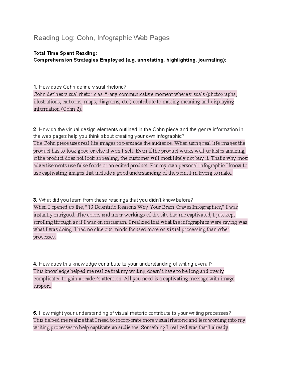 Week 4 Reading Log - Google Docs - Reading Log: Cohn, Infographic Web ...